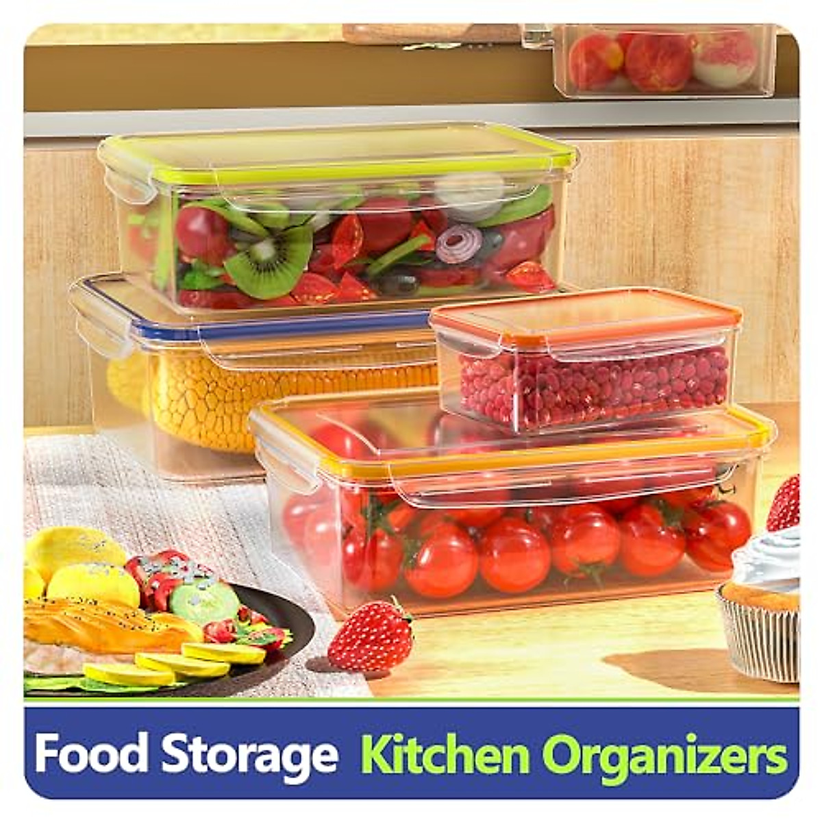 10 PCS Food Storage Containers with Lids Airtight, BPA Free Plastic Meal Prep Containers Reusable, Microwave & Freezer & Dishwasher Safe Clear Leakproof Fruit Vegetables Containers for Kitchen