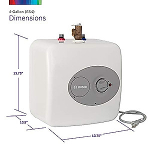 Bosch Electric Mini-Tank Water Heater Tronic 3000 T 4-Gallon (ES4) - Eliminate Time for Hot Water - Shelf, Wall or Floor Mounted