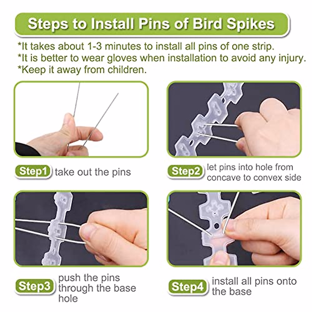 Bird Spikes for Pigeons Small Birds Stainless Steel 100 feet Coverage ...