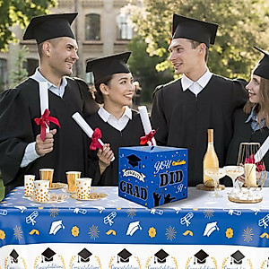 Graduation Card Box, 2024 Graduation Party Decorations, Graduation Box, Graduation Card Holder Foldable Congrats Grad Card Gift Box Class of 2024 for Graduation Party Supplies Party Favors Blue