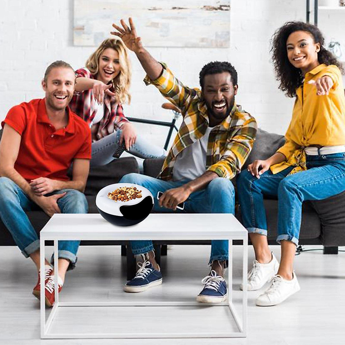 Snacks Bowl | Double Layer Container Household Snack Serving Dish Organizer | Portable Multi-Function Snack Storage Box | with Cellphone Holder Slot | Perfect Lazy Gift Baodan