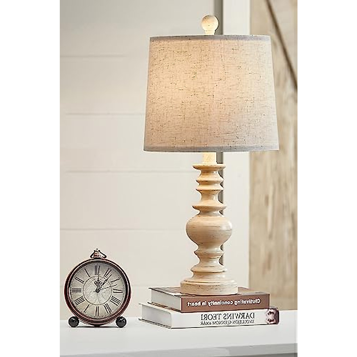 BOBOMOMO Resin 20.5" Farmhouse Lamps for Bedrooms Retro Side Table Lamps Bedside Lamp for Side Nightstand Living Room（1 Pack）