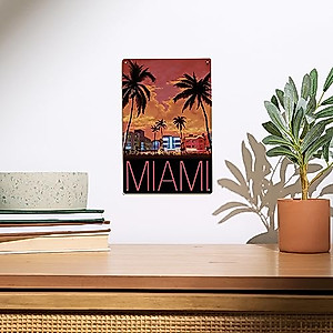 Lantern Press 6x9 Inch Wood Sign, Ready to Hang Wall Decor, South Beach Miami, Florida