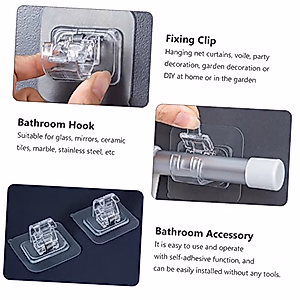 FBITE Curtain Tiebacks,Curtain 1Hanging Rod Clamp Shower Rod Hooks Shower Rod Holder Plastic Standbar Hook Curtain Rod Clip Curtain Rod Fixing Clip/Transparent Color/6 * 5 * 4.5Cm