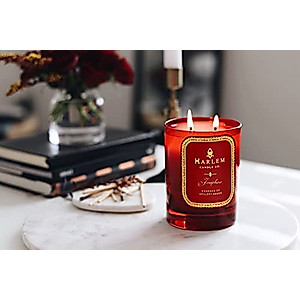 Harlem Candle Company, Josephine Luxury Scented Candle, Double Wick, 12 oz Red Glass Jar, Soy Wax, Gift Box, Scents of Rose, Jasmine, Amber, Tonka Bean and Sandalwood