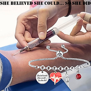 PLITI Phlebotomist Gift Phlebotomy Technician Gift Phlebotomy Graduation Gift She Believed She Could So She Did Bracelet (she believed Phlebotomy bg)