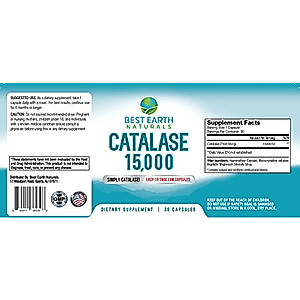 Catalase 15,000 - Pure Catalase Antioxidant Enzyme - Tiny, Easy to Swallow Capsule - 30 Day Supply