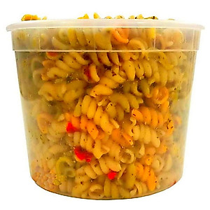 PACTOGO 64 oz (1/2 Gallon) Heavy Duty Round Plastic Deli Soup Containers with Lids, For Meal Prep Containers | BPA Free | Stackable | Leakproof | Microwave/Dishwasher/Freezer Safe (Pack of 5 Sets)