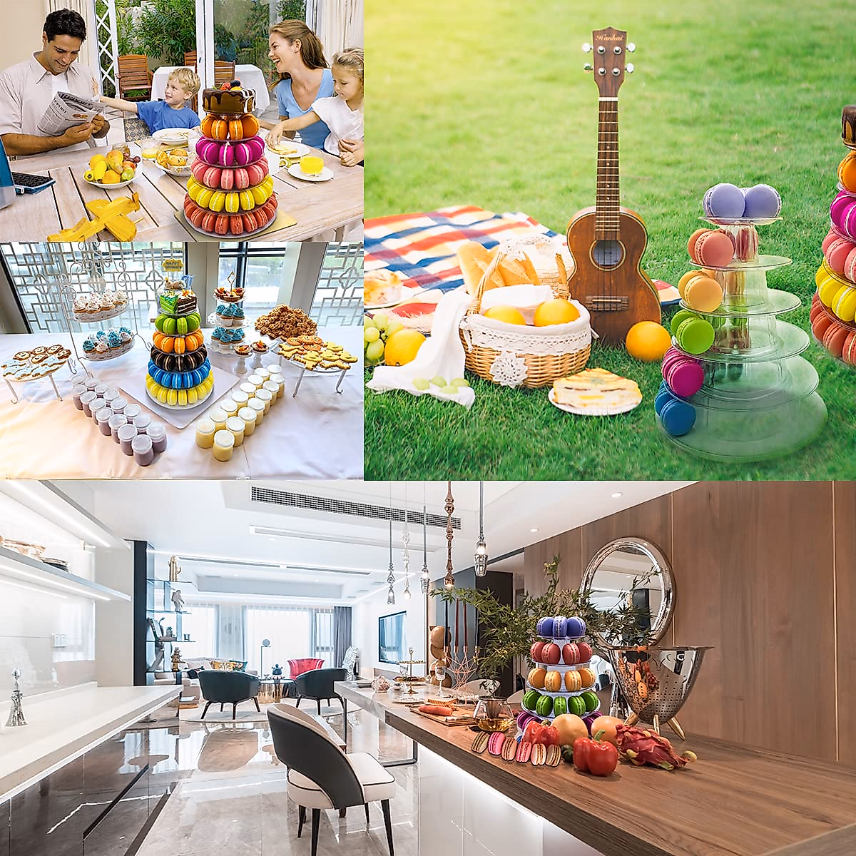 6 Tier Macaron Tower Stand for Wedding Birthday Party,Plastic Display Stand for Cupcake Cake2