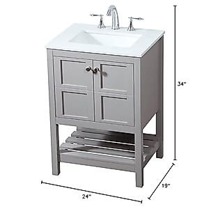 Elegant Kitchen and Bath 24 inch Single Bathroom Vanity Cabinet - Grey