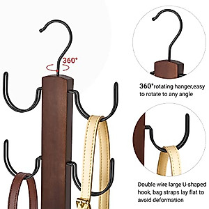 Mkono 3 Pack Pants Hangers Space Saving 5 Tier Skirt Hanger with Adjustable Clips and Purse Hanger Organizer for Closet, 2 Pack 360°Swivel Bag Holder