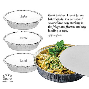 55 Pack 7 Inch Aluminum Foil Baking Pans, Round Aluminum Pans with Lids, Freezer and Oven Safe Takeout Containers, Food Containers for Storage, Roasting, Reheating, Disposable Air Fryer Liners