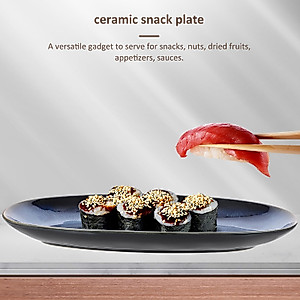 FRCOLOR Serving Platter Dishes Oval Serving Plates Sushi Platter Snack Storage Plattersushi Appetizer Plates Japanese Style Dinnerware ( Blue Small Sizes )