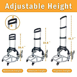 Stair Climbing Cart, Folding Hand Truck Dolly Cart, Grocery Shopping Cart with Mute Wheels and Detachable Waterproof Bag, 180lbs Weight Capacity Aluminum Hand Truck for Luggage, Travel, Shopping
