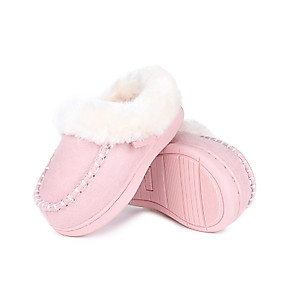 Toddler Kids House Shoes Slippers with Memory Foam Fuzzy and Warm Cozy Comfort Fleece Clog Slip On Sole Protection for Boys Girls Indoor Outdoor U422BBLFX217.SY-Pink-19.5