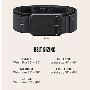 Groove Life Groove Belt Gun Metal/Stone - Men's Stretch Nylon Belt with Magnetic Aluminum Buckle, Lifetime Coverage - Large (37-40")