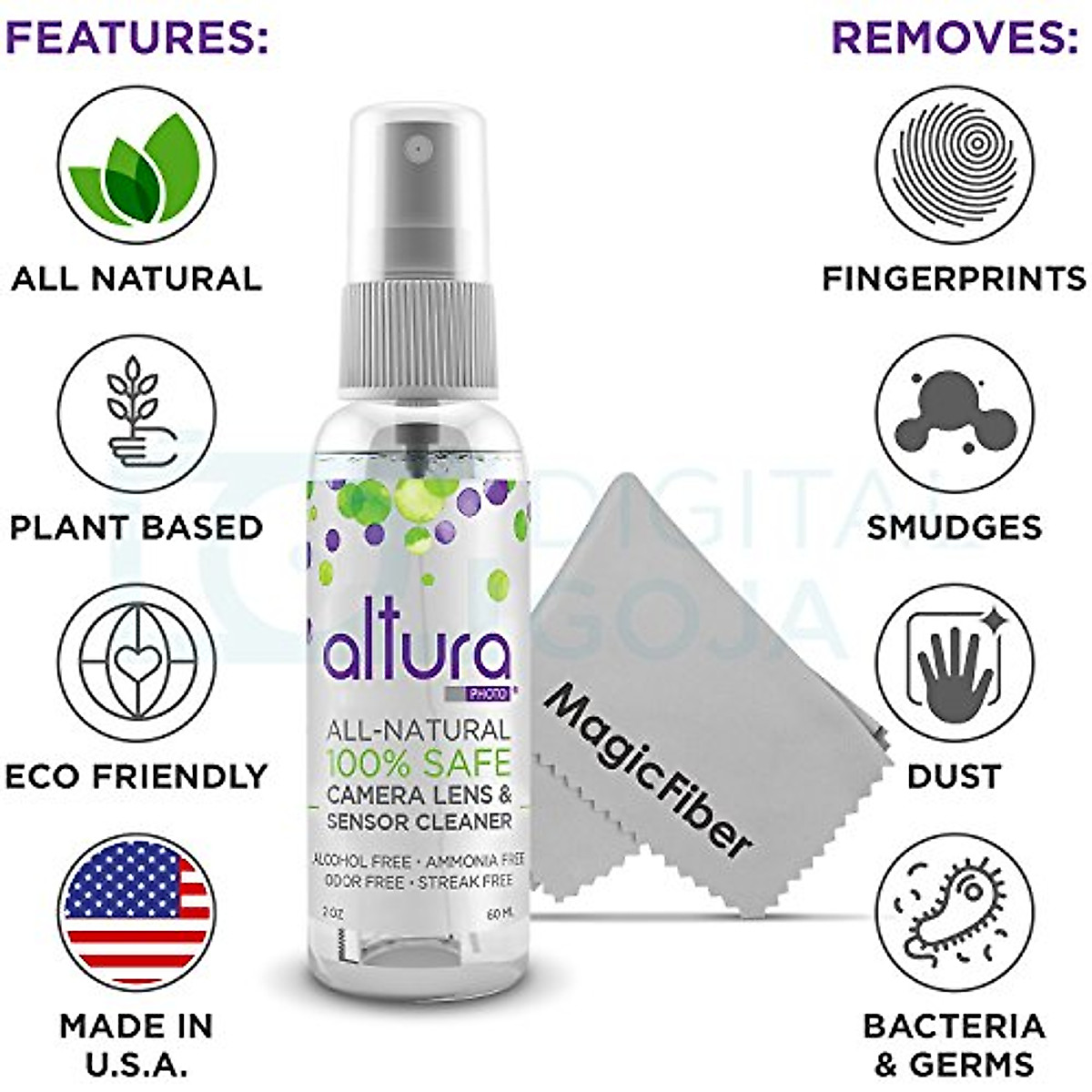 Altura Photo Professional Camera Cleaning Kit for DSLR & Mirrorless Cameras and Sensitive Electronics Bundle - Camera Accessories Kit with Altura Photo 2oz All Natural Cleaning Solution