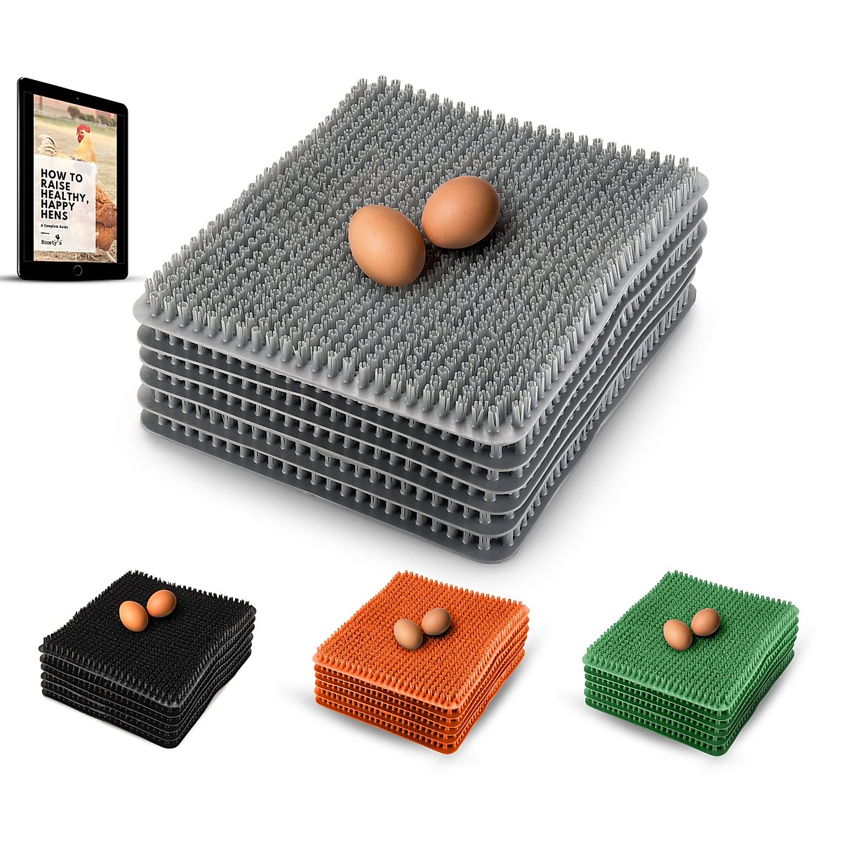 Roosty's Chicken Nesting Box Pads Gray x6 | Washable Plastic Nesting Box Liners | Chicken Bedding for Coop, Nesting Pads, Chicken Laying Boxes, Nesting Pads for Chicken Coop, Chicken Nesting Box Pads