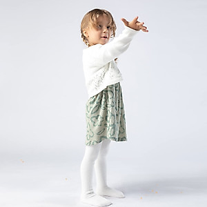 Petrass Girls Tights Toddler Cable Knit Cotton Footed Seamless Dance Ballet Baby Girls' Leggings 3 Pack Black/Ivory/Grey 9-10Y