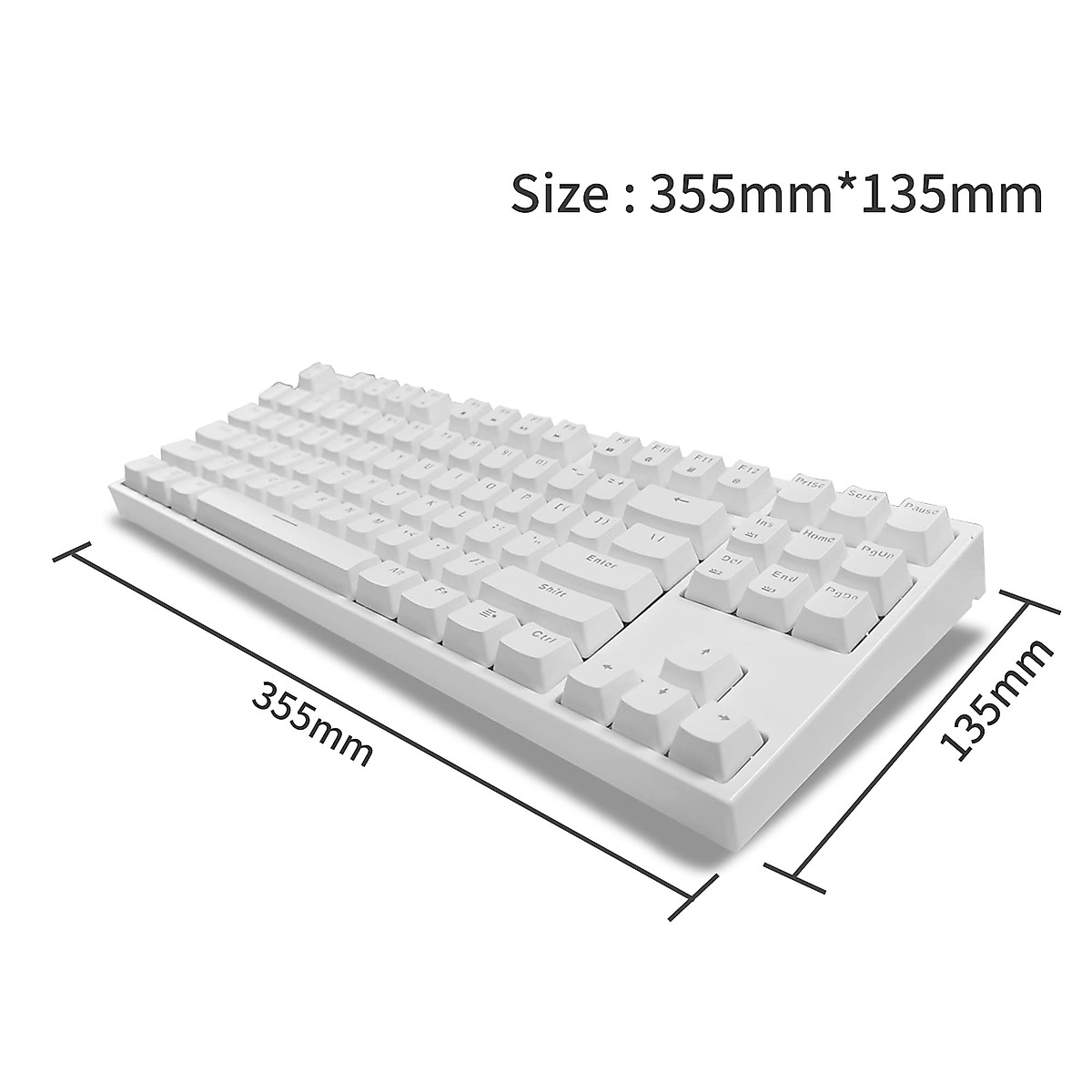 SUPUR NEWLING Wired Gaming Keyboard, RGB Backlit USB Rechargeable Ergonomic Design, TKL Mechanical Keyboard Red Switch Keyboards for Mac/Laptop Window 7/8/10 (White, 87 Keys)