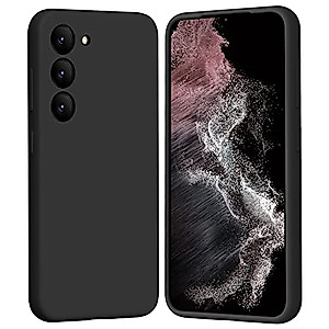 TISOOG Compatible with Samsung Galaxy S23 Case 6.1 inch-Silicone Full Cover Shockproof Protective Case with Soft Microfiber Lining Support Wireless Charging Phone Case for Samsung S23,Black