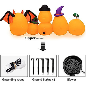 HBlife 8 FT Halloween Inflatables Outdoor Decorations Pumpkin, Animated Pirate Bat Blow Up Pumpkin with Build-in LEDs, Inflatable Decoration for Front Yard, Porch, Lawn or Halloween Party