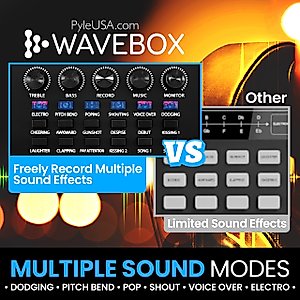 Pyle Bluetooth Mini Audio Podcast Mixer - Live Streaming For PC Computer iPhone Broadcasting Voice Changer V8 Sound Card with 12 Sound Effects,3 Inputs, Mic Input - PKSCRD208.5