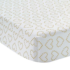 Lambs & Ivy Confetti Fitted Crib Sheet, Pink/Gold Heart
