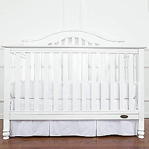 TILLYOU Crib Bed Skirt White Pleated for Baby Boys Girls, 100% Natural Soft Dust Ruffle, Standard Nursery Bedding Toddler Bedskirt Solid, 14" Drop