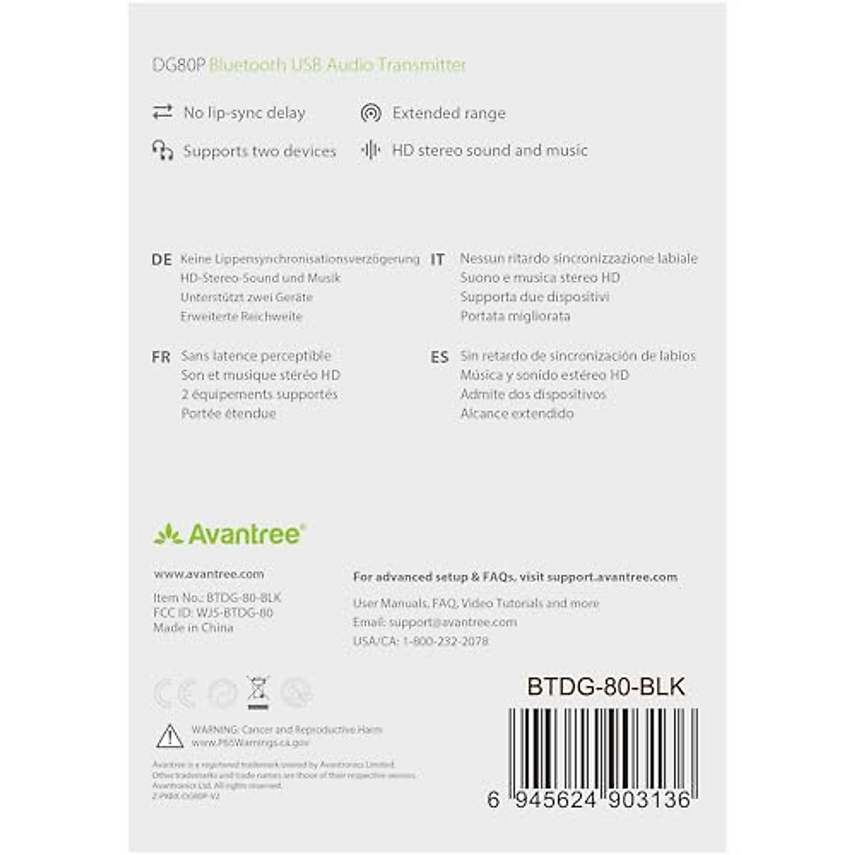 Avantree DG80 - USB Bluetooth 5.3 Adapter for PS5 & Gaming Consoles, Wireless Audio Transmitter Dongle, Compatible with Bluetooth Headphones or Earbuds with aptX-Adaptive or aptX Low Latency