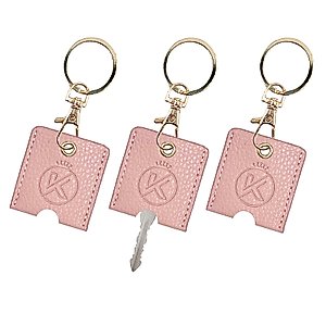 KRSURERICHER Universal Leather Key Sleeve, Key Covers, 3pcs Keychain Key Fod Protector for Broken Keys Car Keys (Pink)