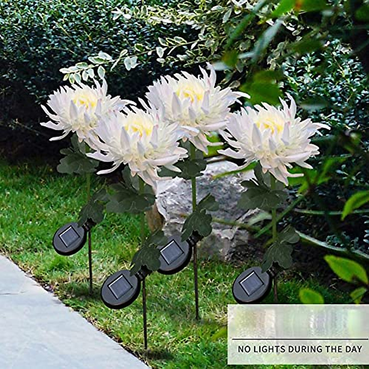 sknonr Outdoor Waterproof Garden Lawn Plug-in Light LED Solar Light Artificial Chrysanthemum Light Home Garden Decoration 3 Pieces, 80cm