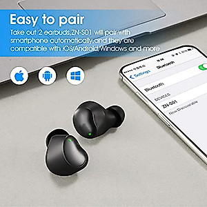 ZIHNIC Wireless Earbuds,Bluetooth Earphone with Touch Control and Charging Case,IPX5 Sweatproof,35H Playtime for Work, Home,Office-Black