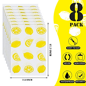 8 Pieces Refrigerator Shelf Liner Drawer Liner for Kitchen Cabinets Washable Refrigerator Mats Eva Non Adhesive Shelf Liners Easy to Cut Drawer Cover Sheet for Fridge Dresser, 17.7 x 11.8 Inch (Daisy)