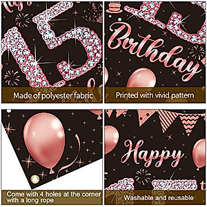Lnlofen 15th Birthday Door Banner Decorations for Girls, Large 15 Year Old Birthday Party Door Cover Backdrop Supplies, Rose Gold Happy 15th Birthday Poster Sign