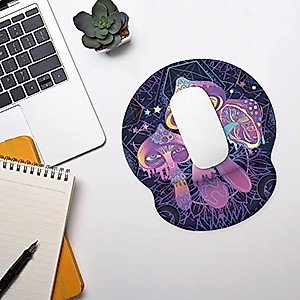 SEPTYK Magic Mushrooms Psychedelic Art Pattern Ergonomic Mouse Pad with Wrist Support Rest Gel Non-Slip Rubber Base Mousepad for Computer Laptop Home Office Gaming Pain Relief