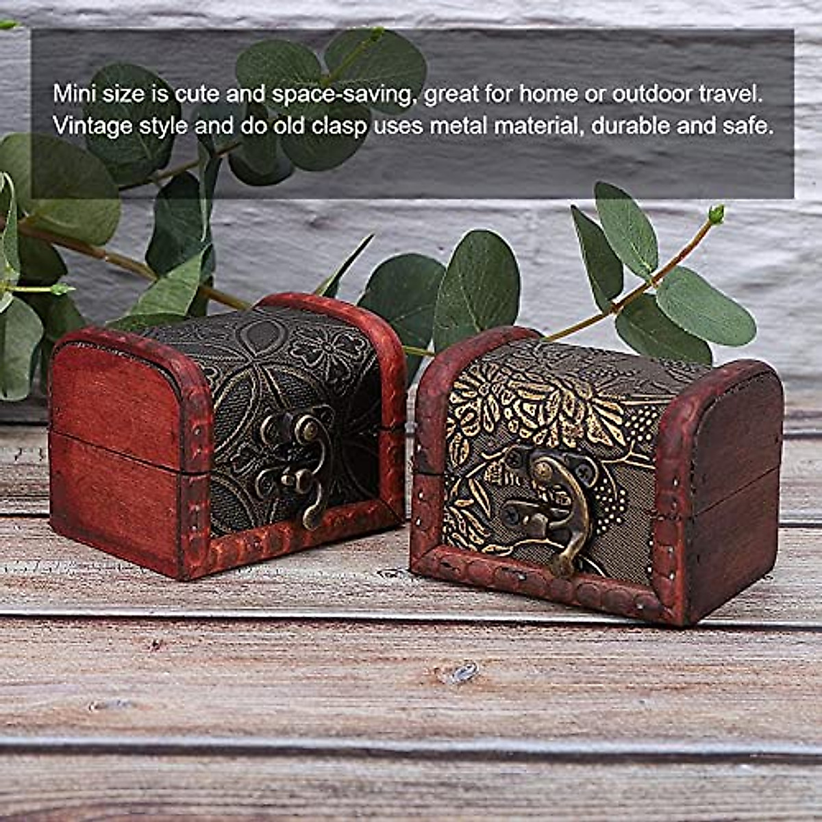 ZZYINH AN207 2Pcs Handcrafted Wooden Vintage Jewelry Storage Box Delicate Candy Box Jewelry Collection Necklace Bracelet Ring Holder Case New Small Jewelry