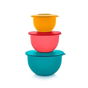 Tupperware Impressions Classic 3 Bowl Food Storage Set in Multi Colors, Dishwasher Safe and BPA Free (3 Containers, 3 Lids)