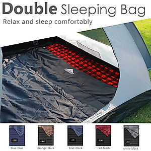 Cotton Flannel Double Sleeping Bag for Camping, Backpacking, Or Hiking. Queen Size 2 Person Waterproof Sleeping Bag for Adults Or Teens. Truck, Tent, Or Sleeping Pad, Lightweight（Pillows NOT Include）