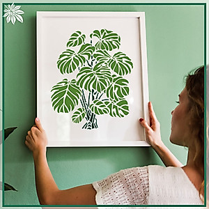9 Pieces Reusable Painting Stencil Tropical Stencil Plastic Paint Stencils Summer Pattern Drawing Templates Stencils Reusable Craft Stencils for Painting (Leaves,9.8 x 9.8 Inches, 13.8 x 10.2 Inches)