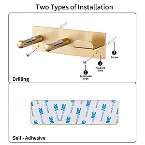 Hair Dryer Holder Wall Mounted, Self Adhesive Blow Dryer Holder Hair Dryer Organizer Hair Dryer Holder Wall Mounted Compatible with Dyson Blow Dryer Gold Banjekt