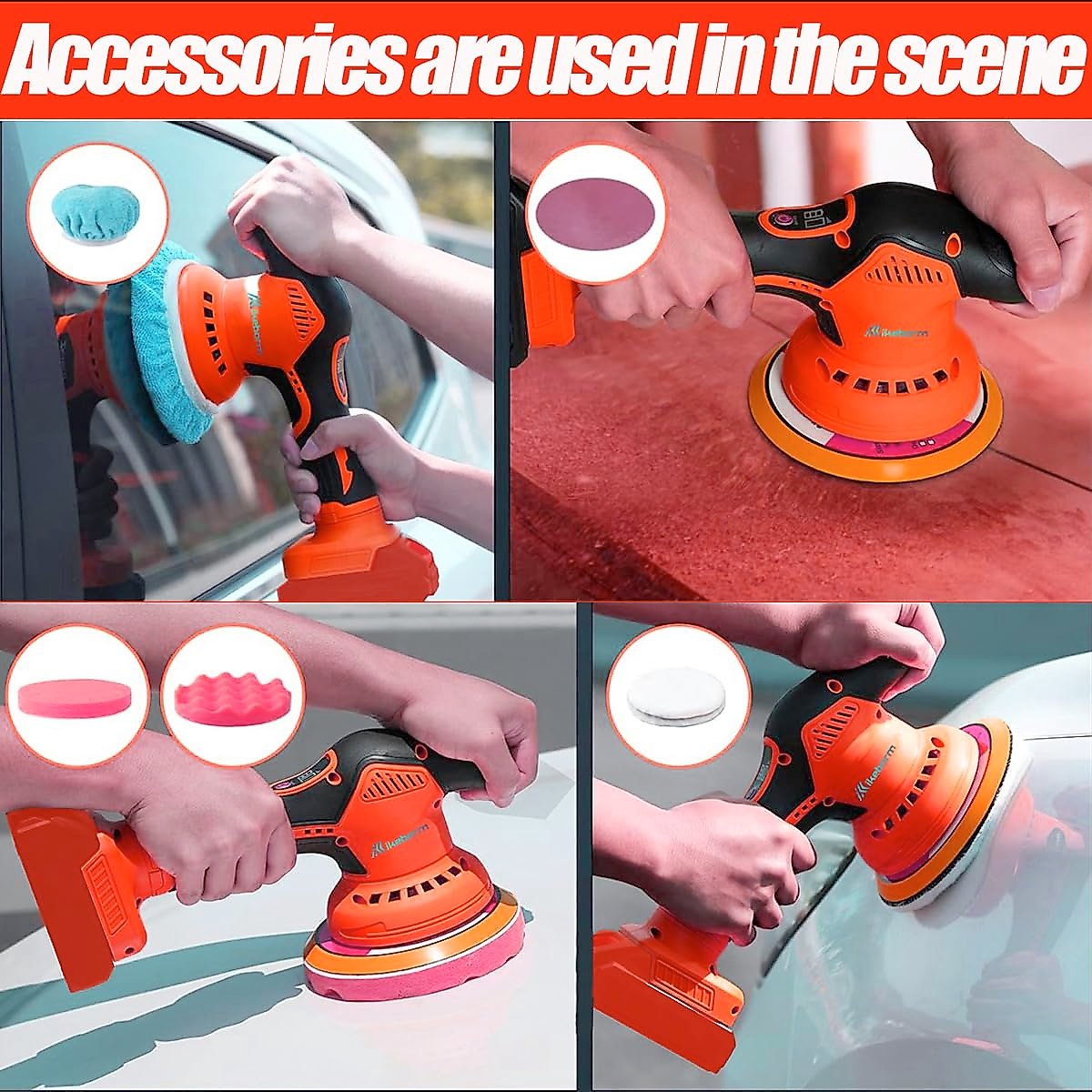 Cordless Car Buffer Polisher for Milwaukee 18V Battery 48-11-1850, Orbital Polisher with 6 Variable Speed, Power Polisher Replace 2738-20 for Car Detailing/Polishing/Waxing(Battery Not Included)