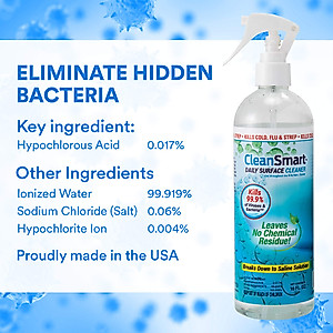 CleanSmart Daily Surface Spray Disinfectant Kills 99.9% of Viruses, Bacteria, Mold and Fungus, 16 oz Bottle (Pack of 3)