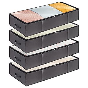 Lifewit 90L 4 Pack Under Bed Storage Containers, Large Capacity Blanket Storage Bags with Reinforced Handle, Organization and Storage for Comforters, Sheets, Clothes, Bedroom, College Dorm, Grey