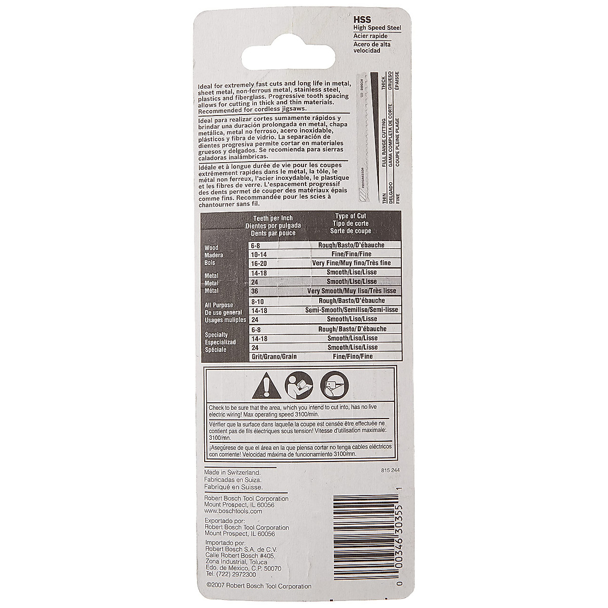 Bosch T123X 5 Pieces 4 in. 10-24P TPI Progressor for Metal T-Shank Jig Saw Blades