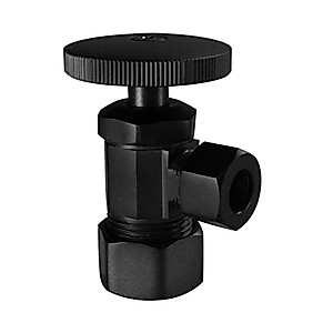 Westbrass D105KFH-62 5/8" x 3/8" OD x 20" Flat Head Riser Supply Line Kit with Round Handle Angle Supply Shut Off Valve for Toilet, Matte Black