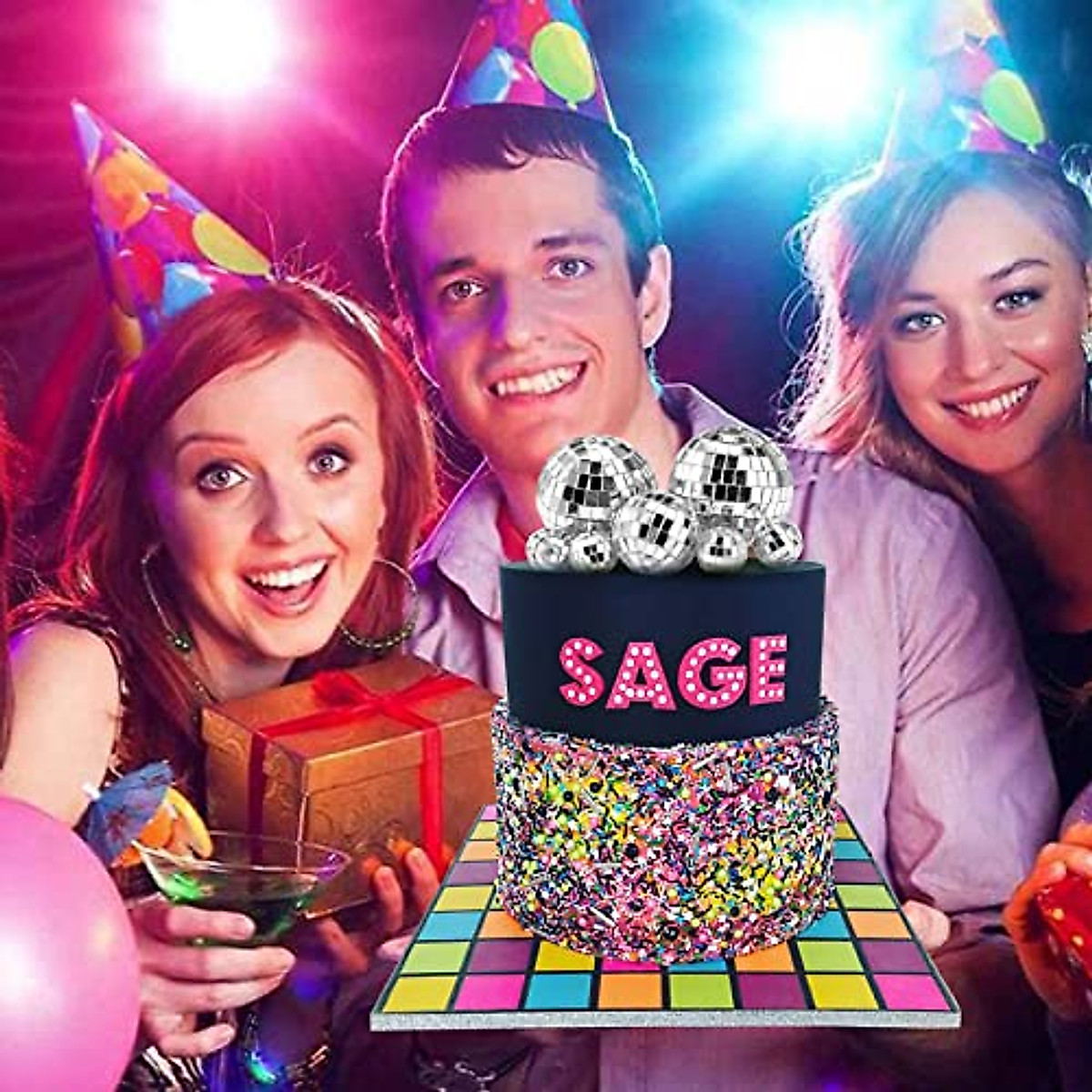 14 Pcs Disco Ball Cake Topper, Disco Cake Decorations for Birthday, Bachelorette Party, 70s 80s 90s Theme Disco Party Decorations Supplies