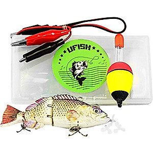 UFISH, 3.5" Robotic Swimming Fishing Lure - Self Swimming Electronic Fishing Lures - USB Rechargeable Lure for Freshwater & Saltwater - Best Fishing Bait for Bass Pike Musky (Sunshine-Bass)