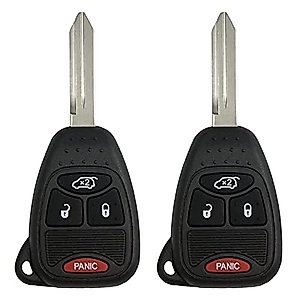 4 Button Keyless Remote Key Fob Replacement Fits Grand Cherokee, Commander, Liberty,Wrangler,Compass,Dodge Magnum, Charger, Durango, Chrysler 300 OHT692427AA KOBDT04A (Pack of 2)