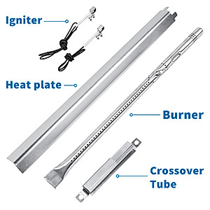 Uniflasy Grill Parts for Charbroil Performance 5 Burner 463448021 463450022 463451022, 4 Burner 463365021 463352521, Charbroil Grill Replacement Parts Include Heat Plate,Burner, Igniter,Crossover Tube